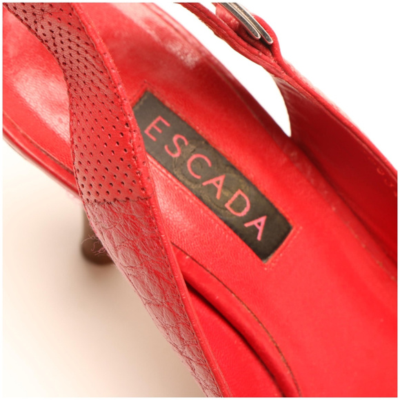 Escada | Shoes | Red Escada Leather Slingback Heels Size 75 | Poshmark